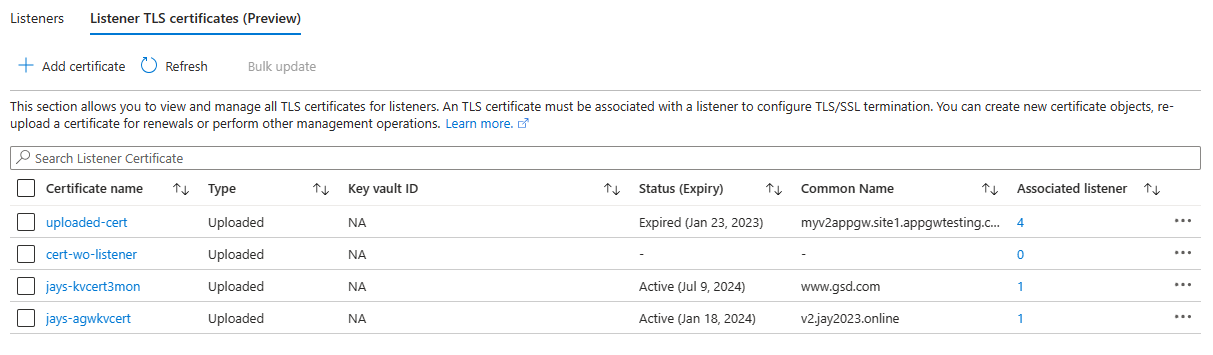 Simplified management of Listeners TLS certificates | Microsoft ...