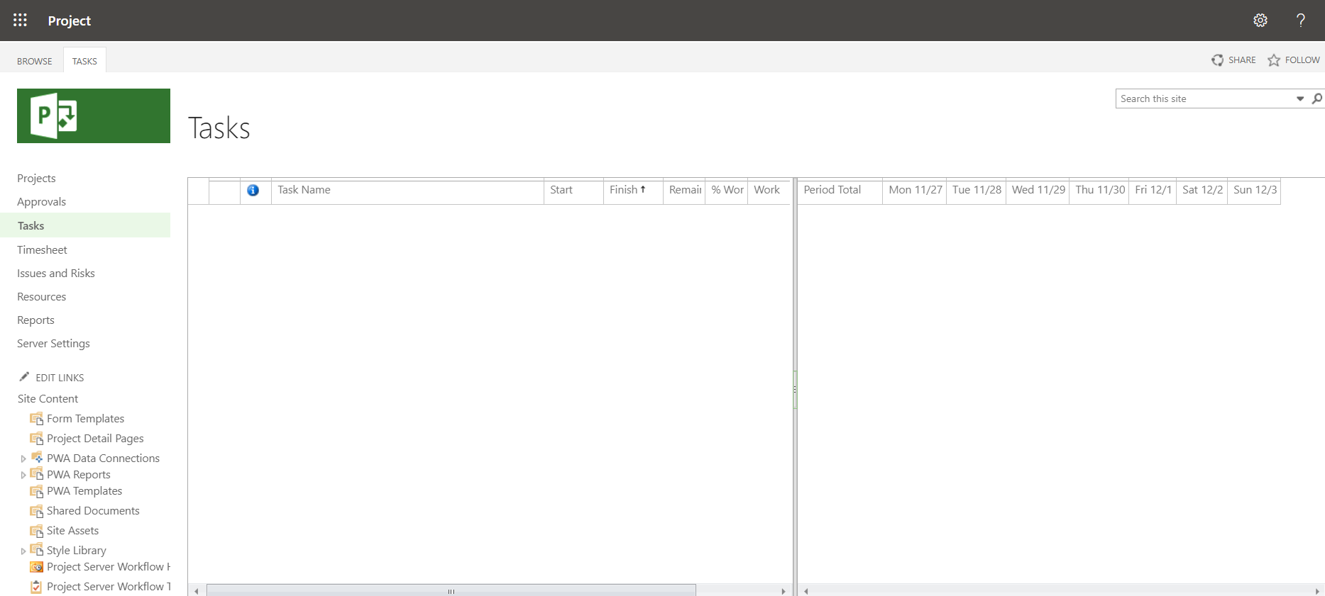 Project Online - No Tasks Visible in Project Server | Microsoft Community Hub