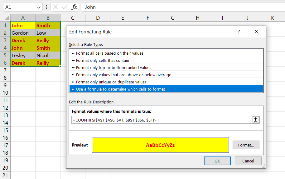 Conditional formatting to highlight duplicates across two columns ... Conditional formatting to highlight duplicates across two columns ...