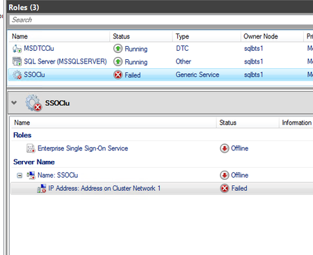 Clustering the BizTalk EntSSO Master Secret Server, SQL and MSDTC ...